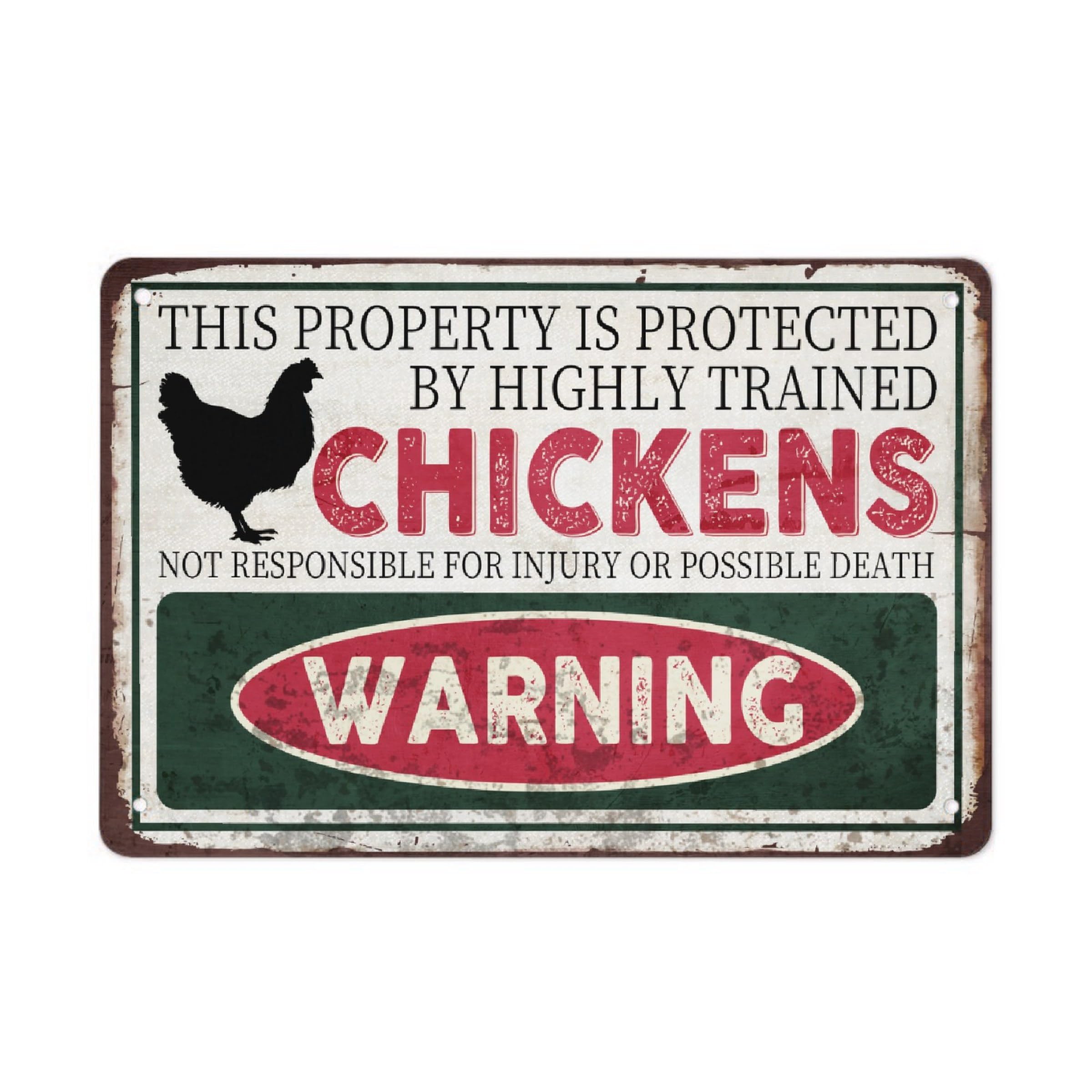 Amazon.com: Chicken Warning Sign Chicken Metal Poster- Funny Wall Decor ...