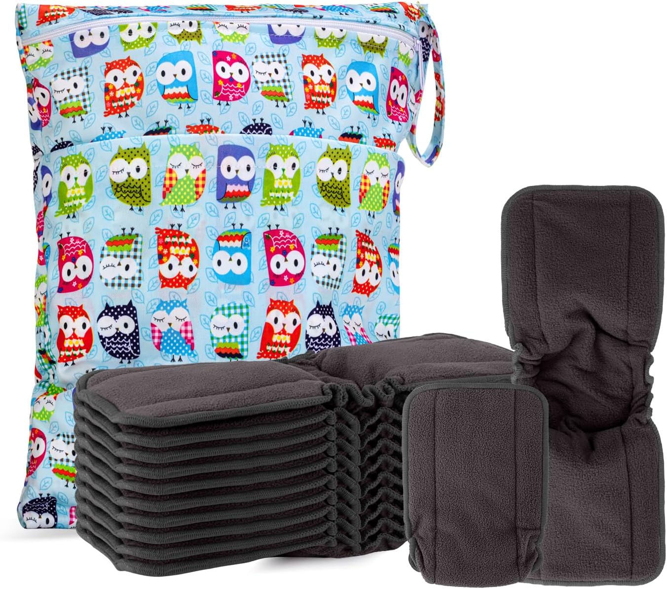 Amazon.com : ALVABABY 12PCS Cloth Diaper Inserts 4-Layers Super Soft ...