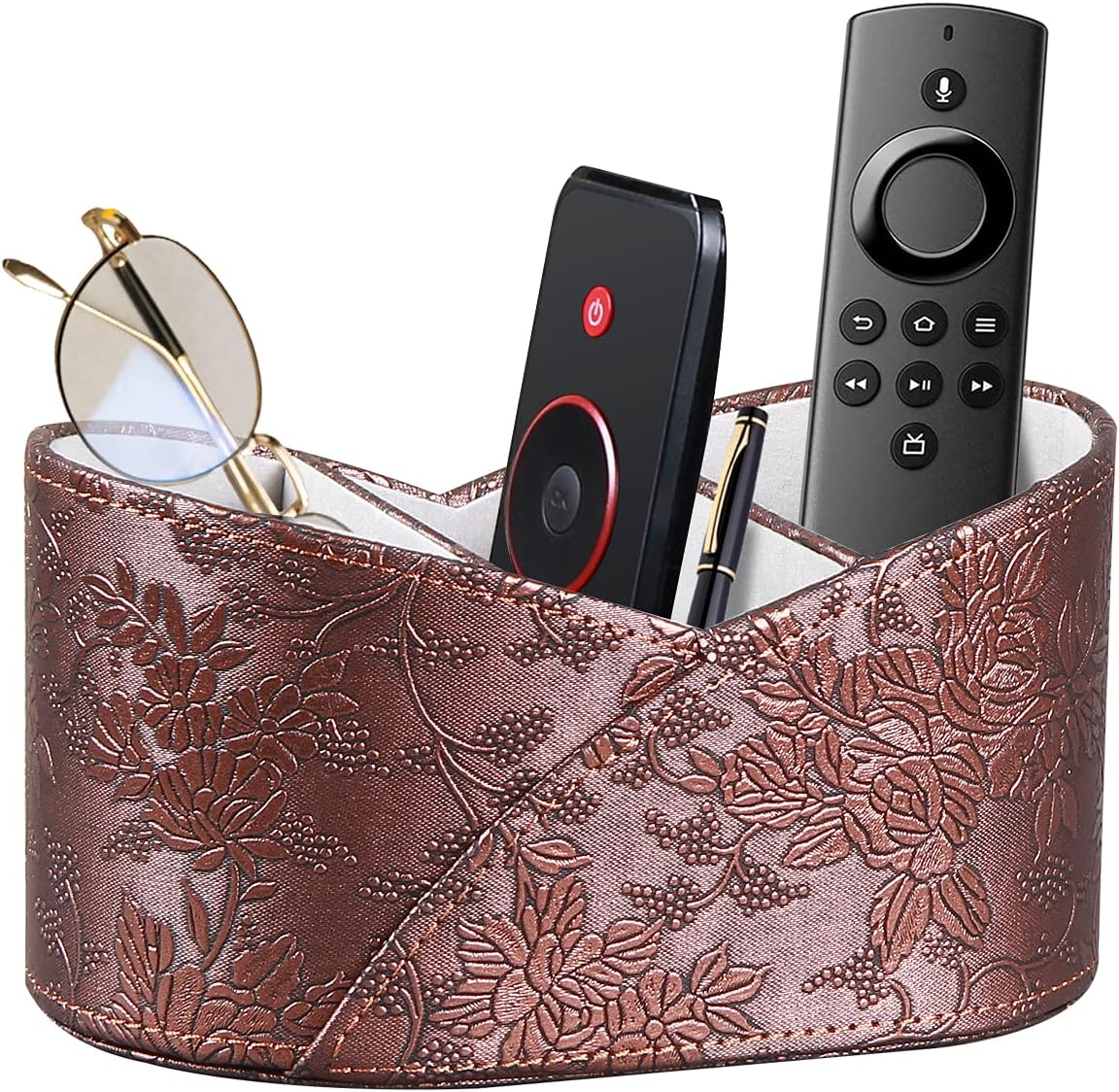 Amazon.com : Leather Remote Control Holder,TV Remote Caddy with 5 ...