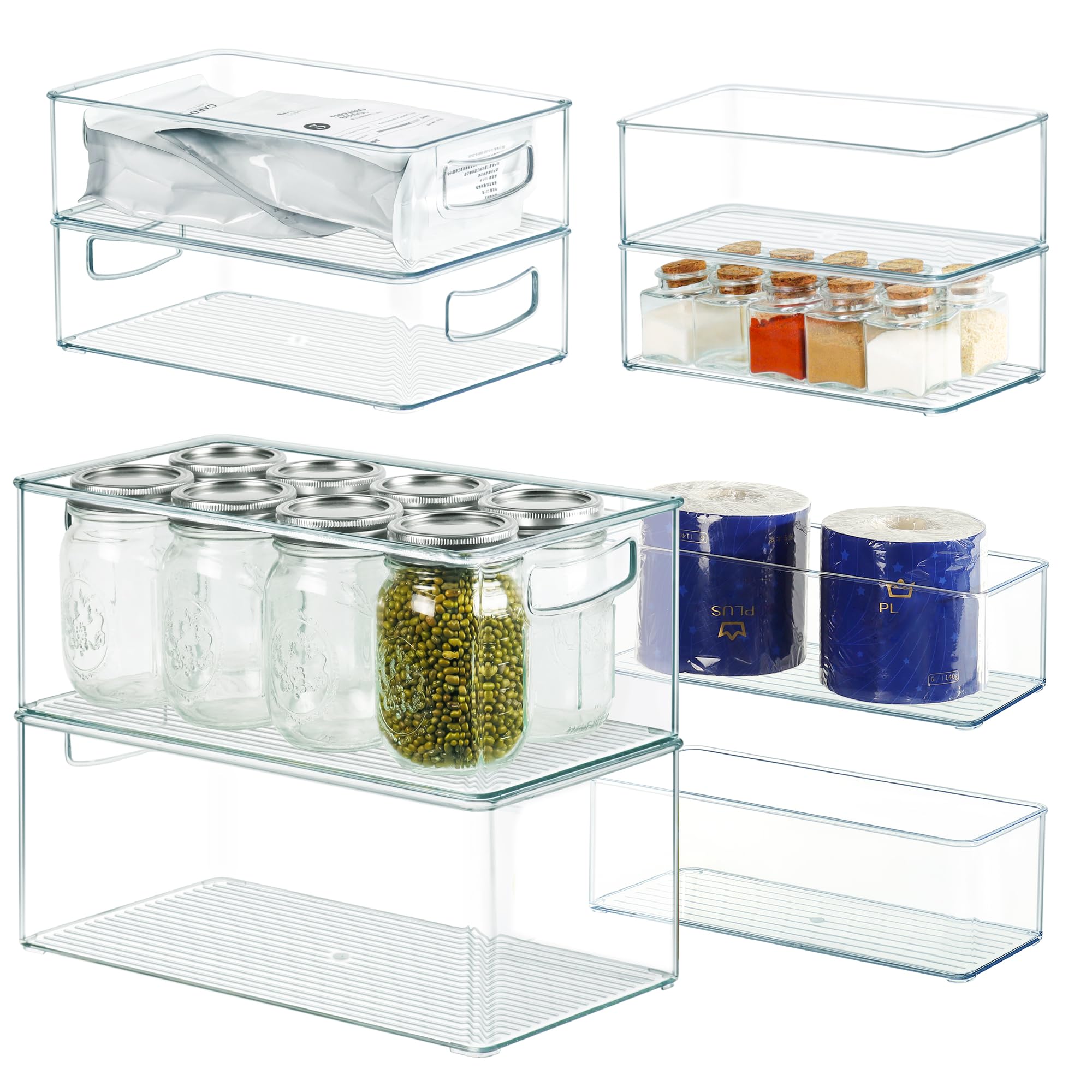 Amazon.com: Qilinba 8 PACK Clear Storage Bins for Pantry Organizing ...