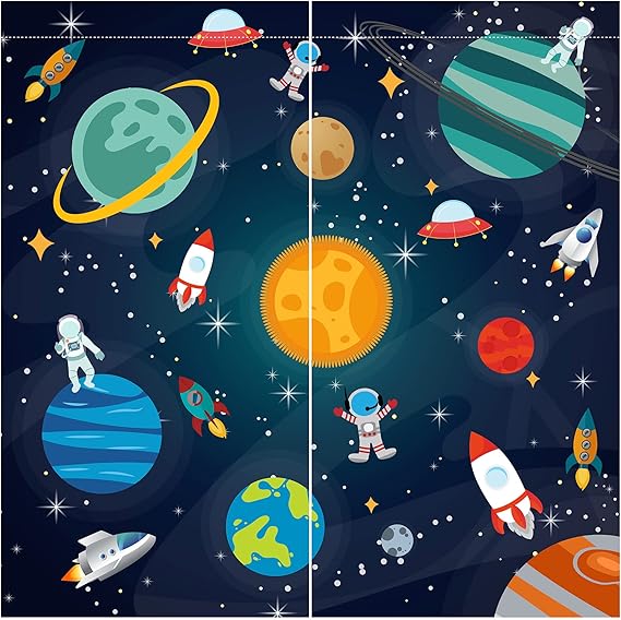 Amazon.com: Yilinata Outer Space Window Curtains for Kids Boys Girls ...