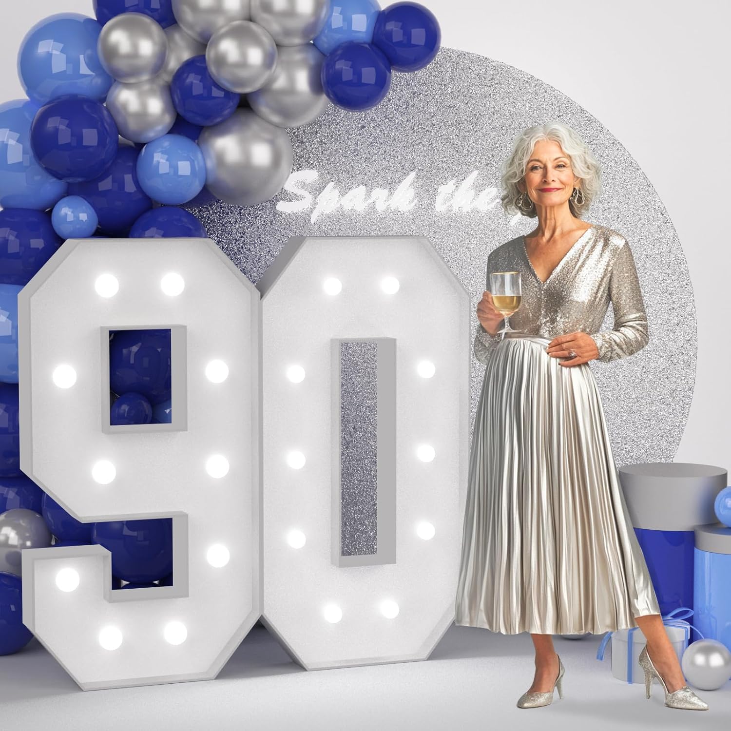 Amazon.com: JoyMuse 4FT 90 Marquee Numbers, Large Light Up Numbers 90 ...