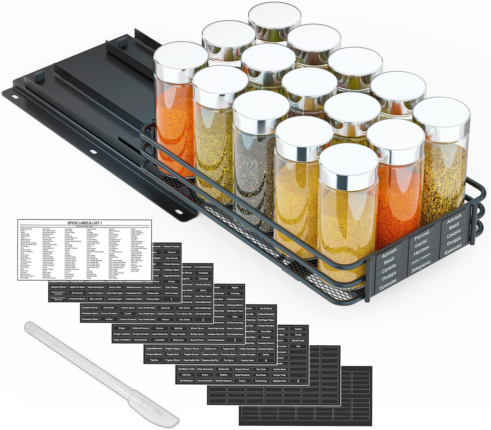 Amazon.com: SpaceAid Pull Out Spice Rack Organizer for Cabinet, Heavy Duty Slide Out Seasoning ...