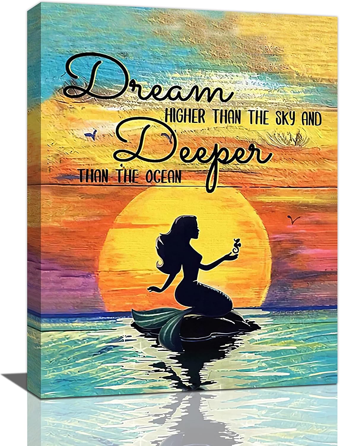 Amazon.com: Mermaid Wall Art Girl Room Decor Mermaid Ocean Sunrise ...