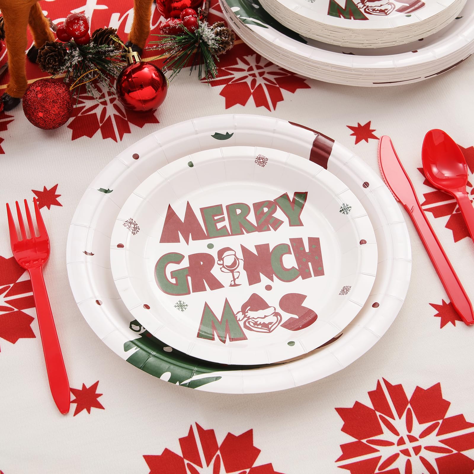 Snapklik.com : 180 Pcs Christmas Paper Dinnerware Set, Disposable ...