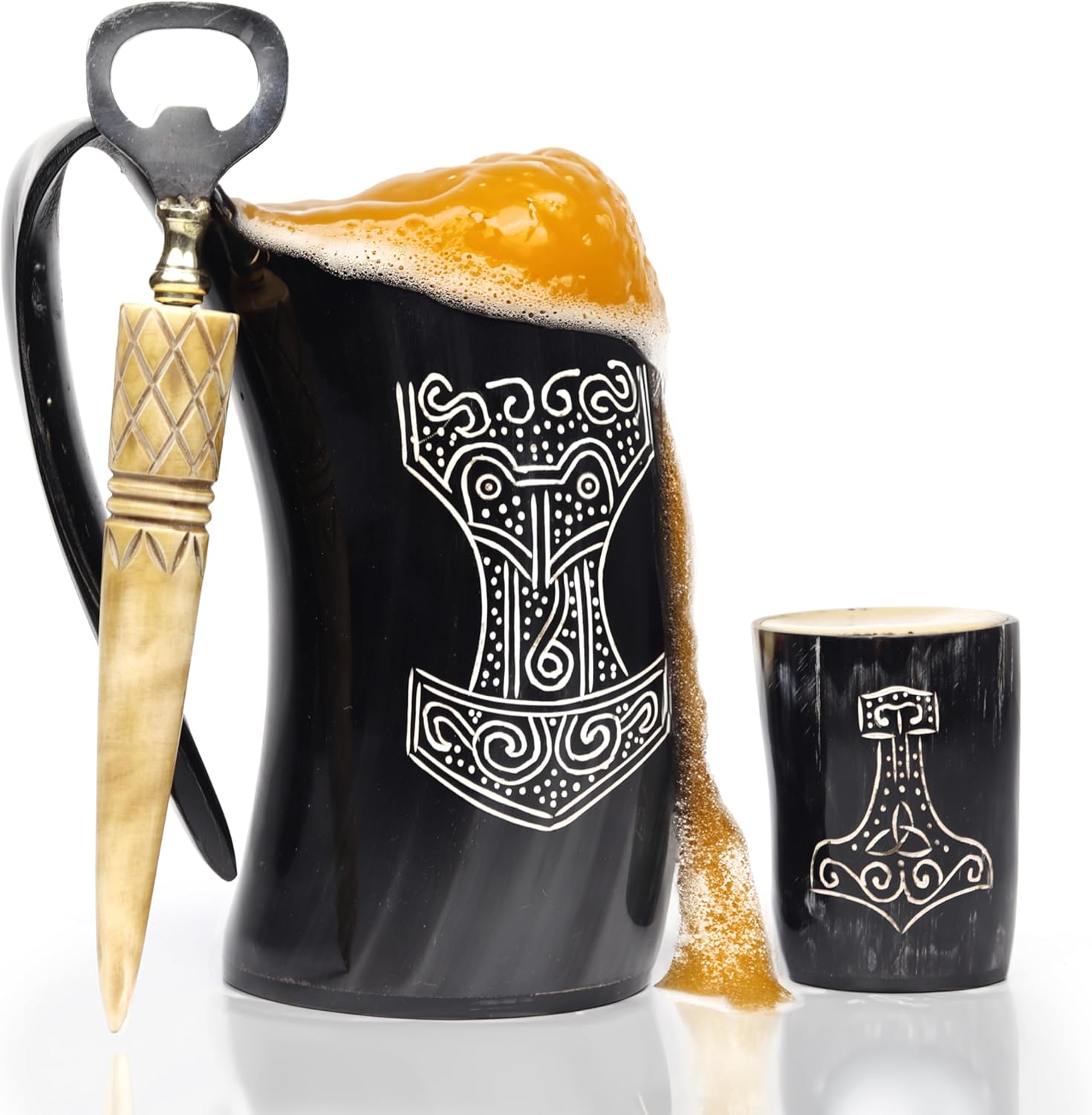 Amazon.com | HORNART - Handcrafted Viking Horn Mug Set for Beer and ...