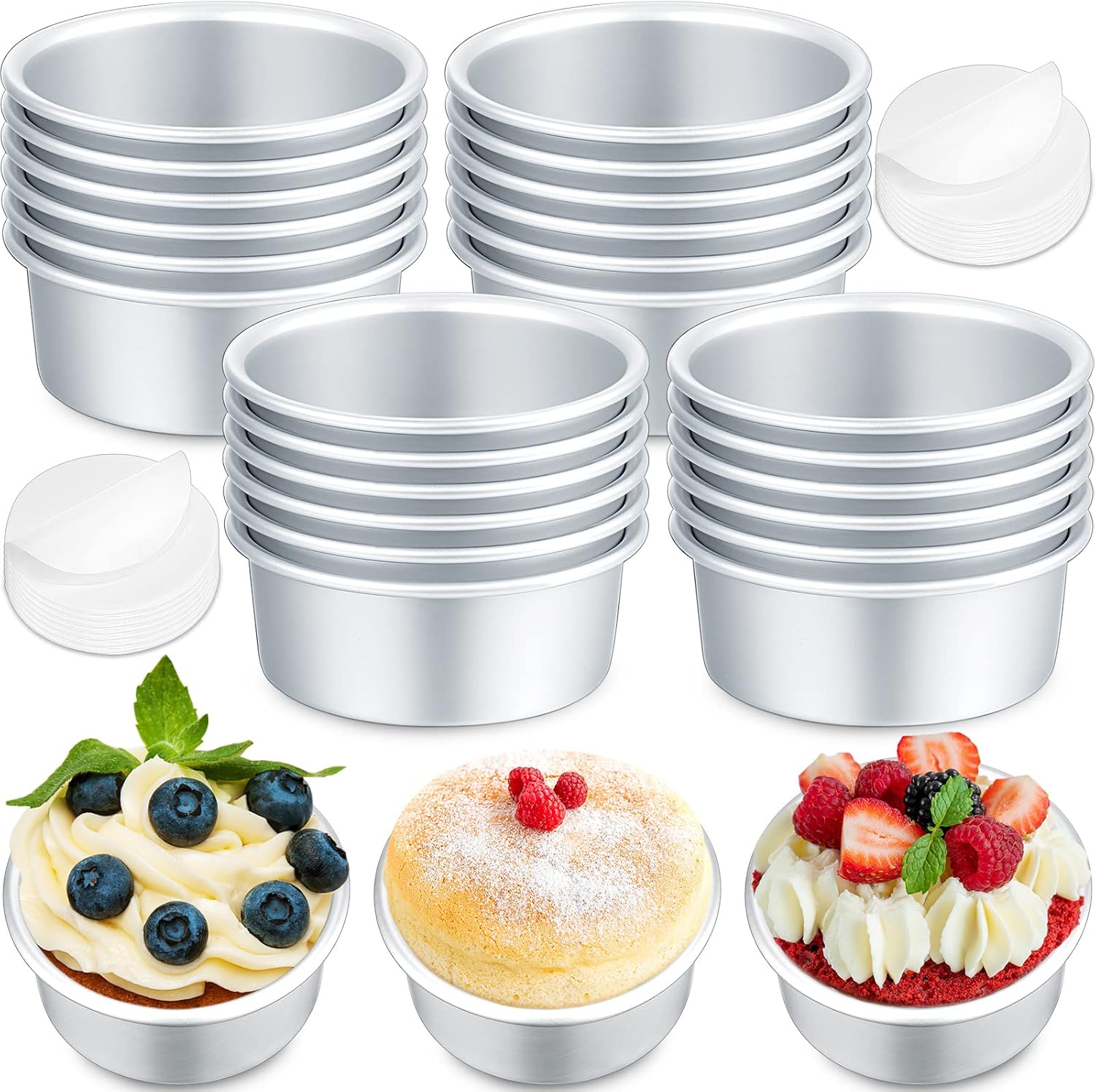 Amazon.com: Gerrii 27 Pcs 4 Inch Small Cake Pan Mini Round Cake Pans ...