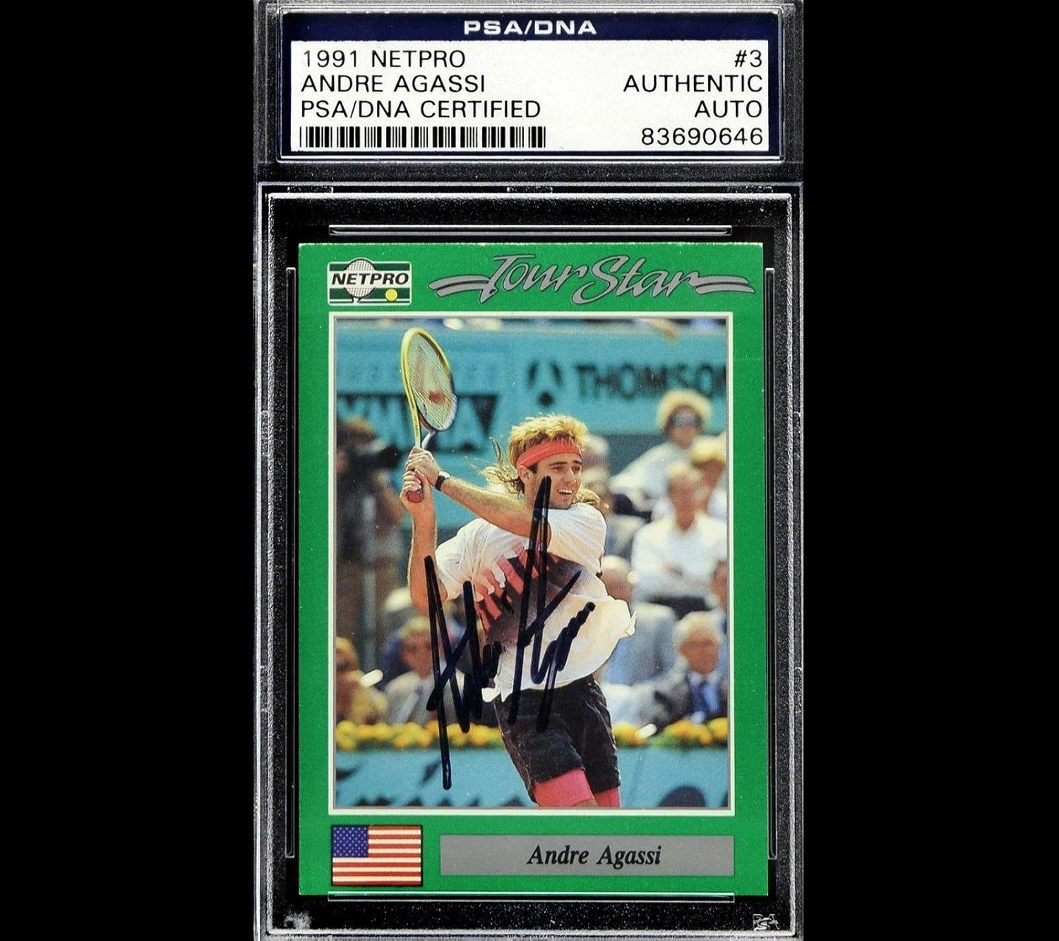 Andre Agassi 1991 Netpro #3 Signed Autographed Us Open 83690646 - PSA ...