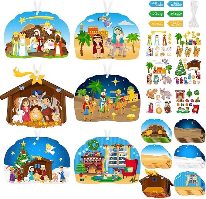 Amazon.com: Funrous 36 Pack Make a Nativity Scene Christmas Nativity ...