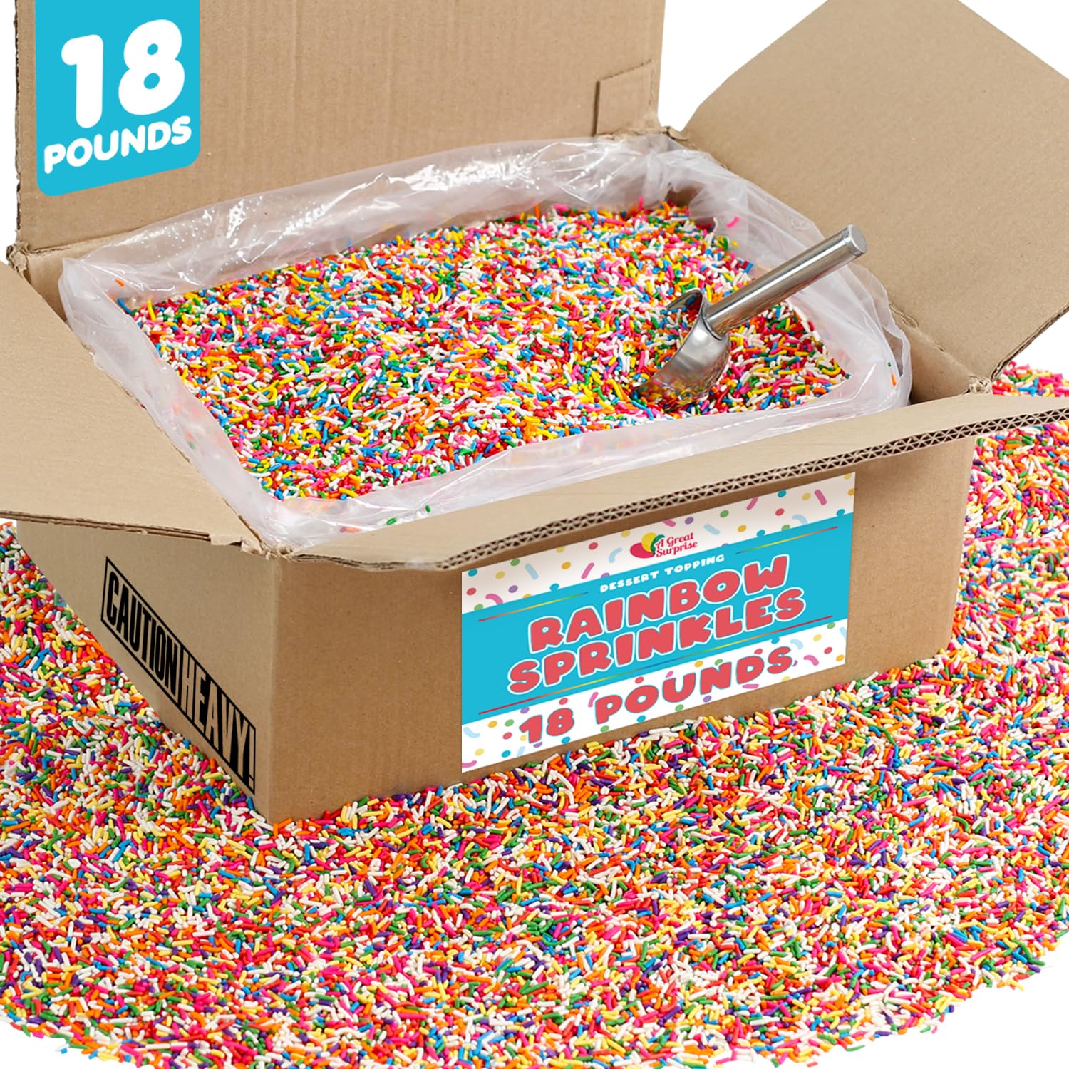 Amazon.com: Bulk Rainbow Sprinkles - 18 LB Case - Wholesale Bulk ...