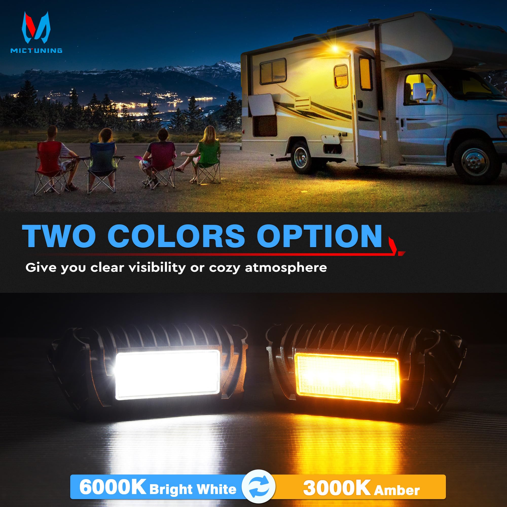 Snapklik.com : MICTUNING RV Exterior LED Porch Utility Amber/White ...