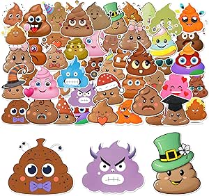 Amazon.com: 50pcs Poop Stickers Bulk Funny Water Bottle Poop emojii ...