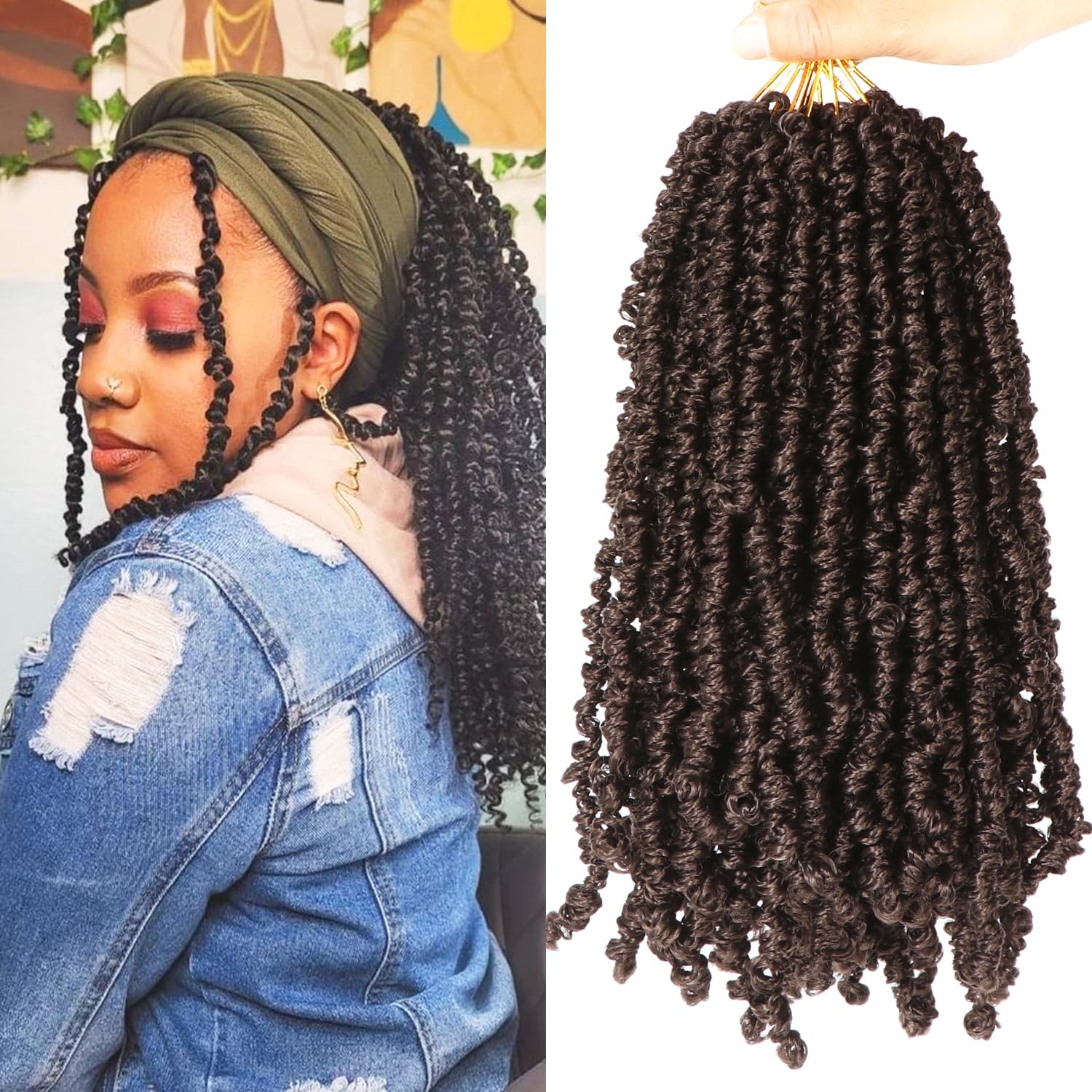 Yanky Twist Crochet Hair 8 Packs Pre-looped Bohemian Spring Twists Hair ...