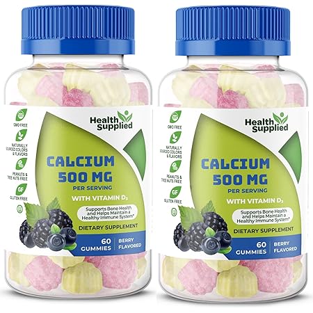 Amazon.com: Calcium 500mg with Vitamin D3 1000 IU Gummies 2 Pack ...