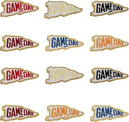 Amazon.com: 12 PCS Game Day Patch, Gold Edges Game Day Triangle Flag ...