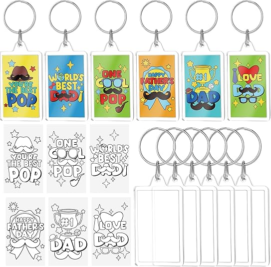 Amazon.com: Liliaafar 24 Set Acrylic Father's Day Keychains Crafts ...