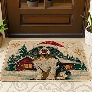 Amazon.com: Christmas Springer Spaniel Dog Front Black Door Mat Outside ...