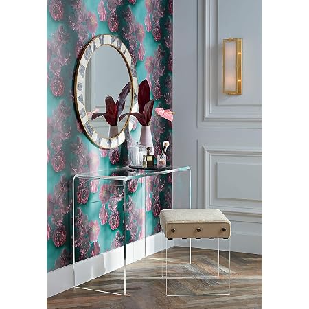 Panana Pald Crystal Modern Curved Console Glass Table Bent Clear Large ...