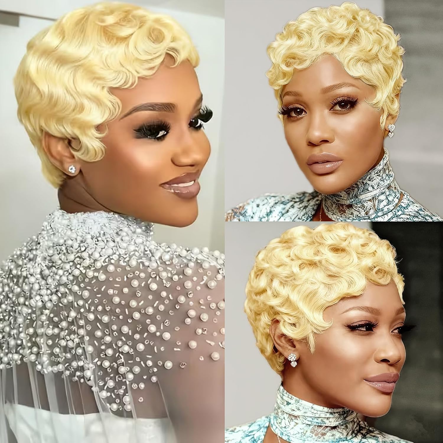 Amazon.com : LuxeSilky 613 Pixie Cut Wigs 100% Human Hair Short Wigs ...