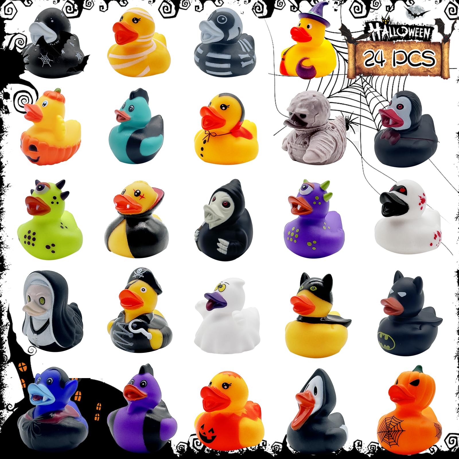 Amazon.com: 24 PCS Halloween Rubber Ducks，Baby Bath Toys Assorted ...