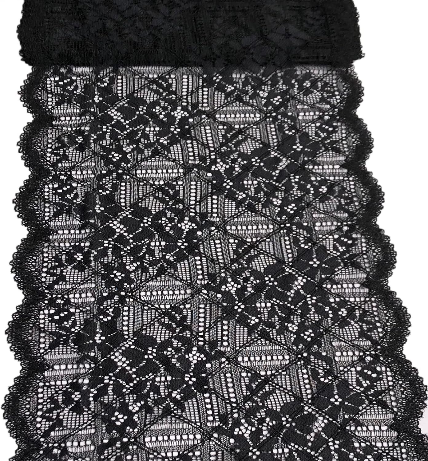 LUMKET 10 Inch Wide Lace Stretch Lace Ribbon Trim Lace Fabric for ...