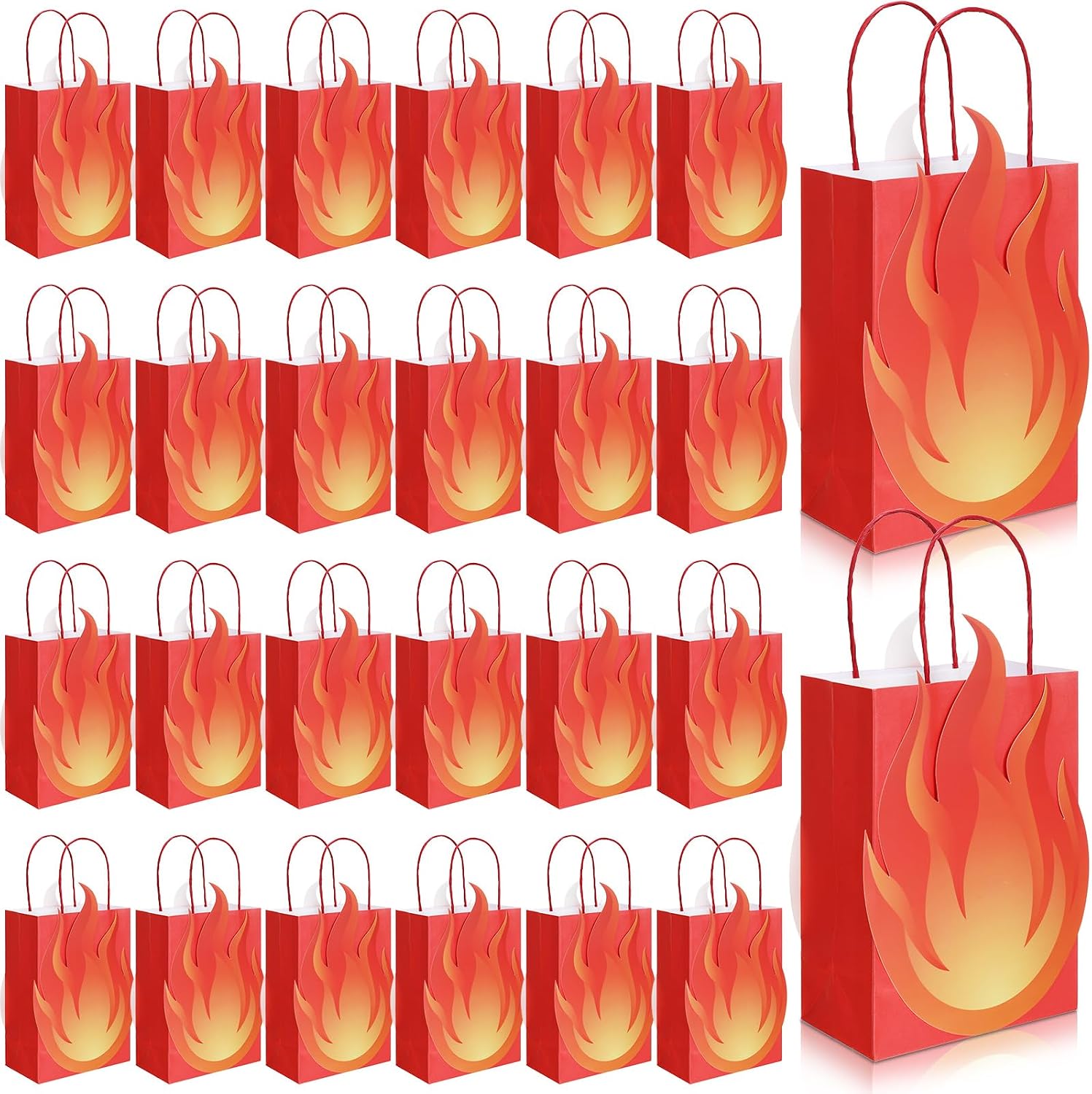 Amazon.com: Kolldenn 24 Pack Flame Fire Truck Party Favor Bags - Fire ...