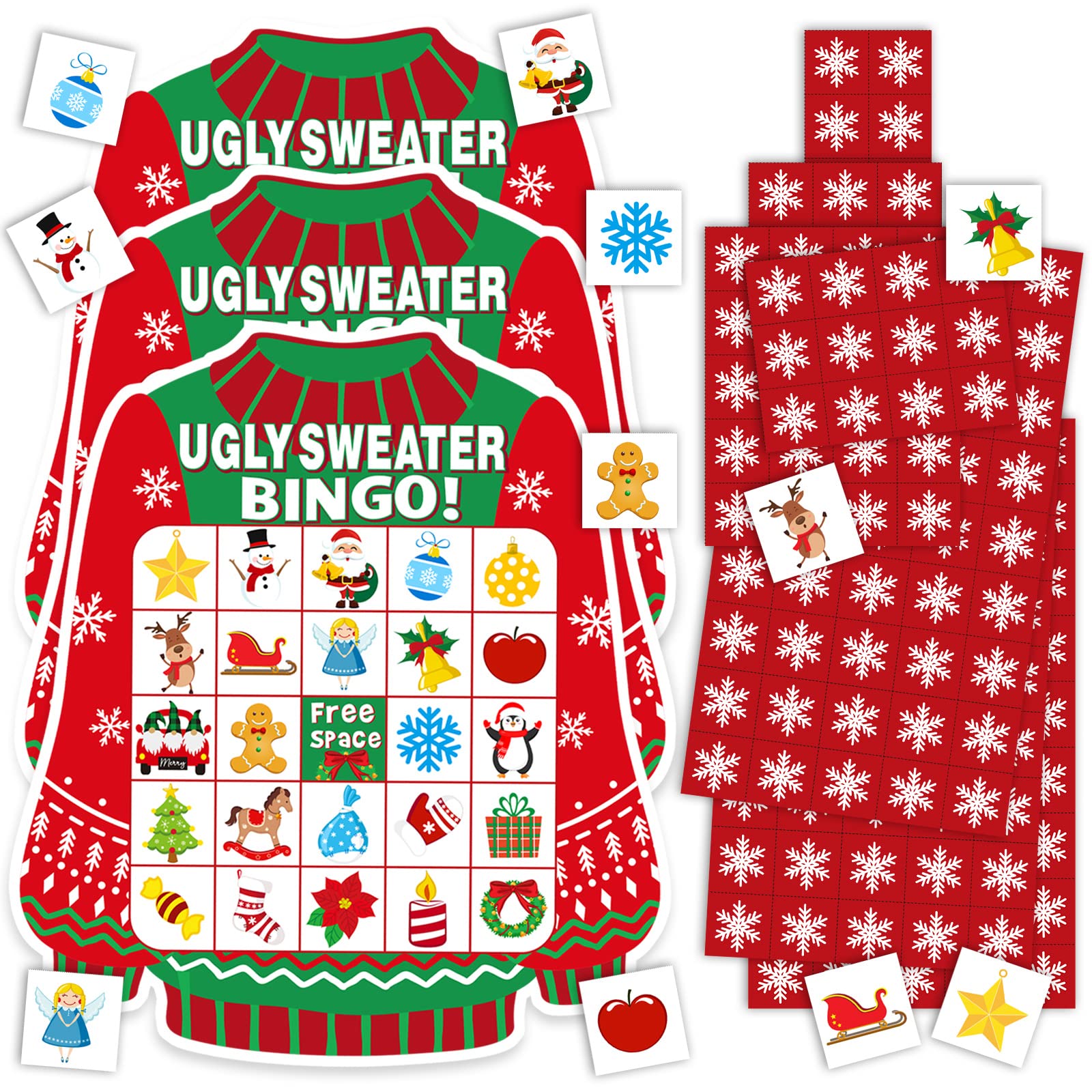 Amazon.com: Funrous Christmas Bingo Game Ugly Sweater Merry Christmas ...