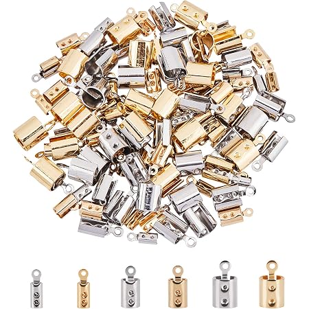 Amazon.com: UNICRAFTALE 100pcs 2x2.5mm Golden Folding Crimp Ends ...