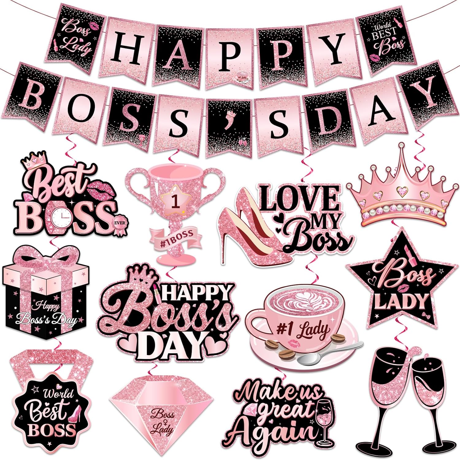 Amazon.com: Boss Day Decorations,13pcs Happy Boss Day Decorations Women ...