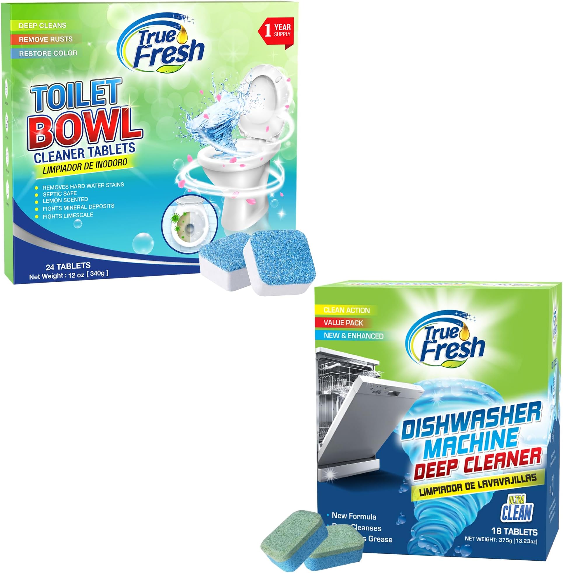 Amazon.com: Toilet cleaner tablets and dishwasher cleaner tablets Pack ...