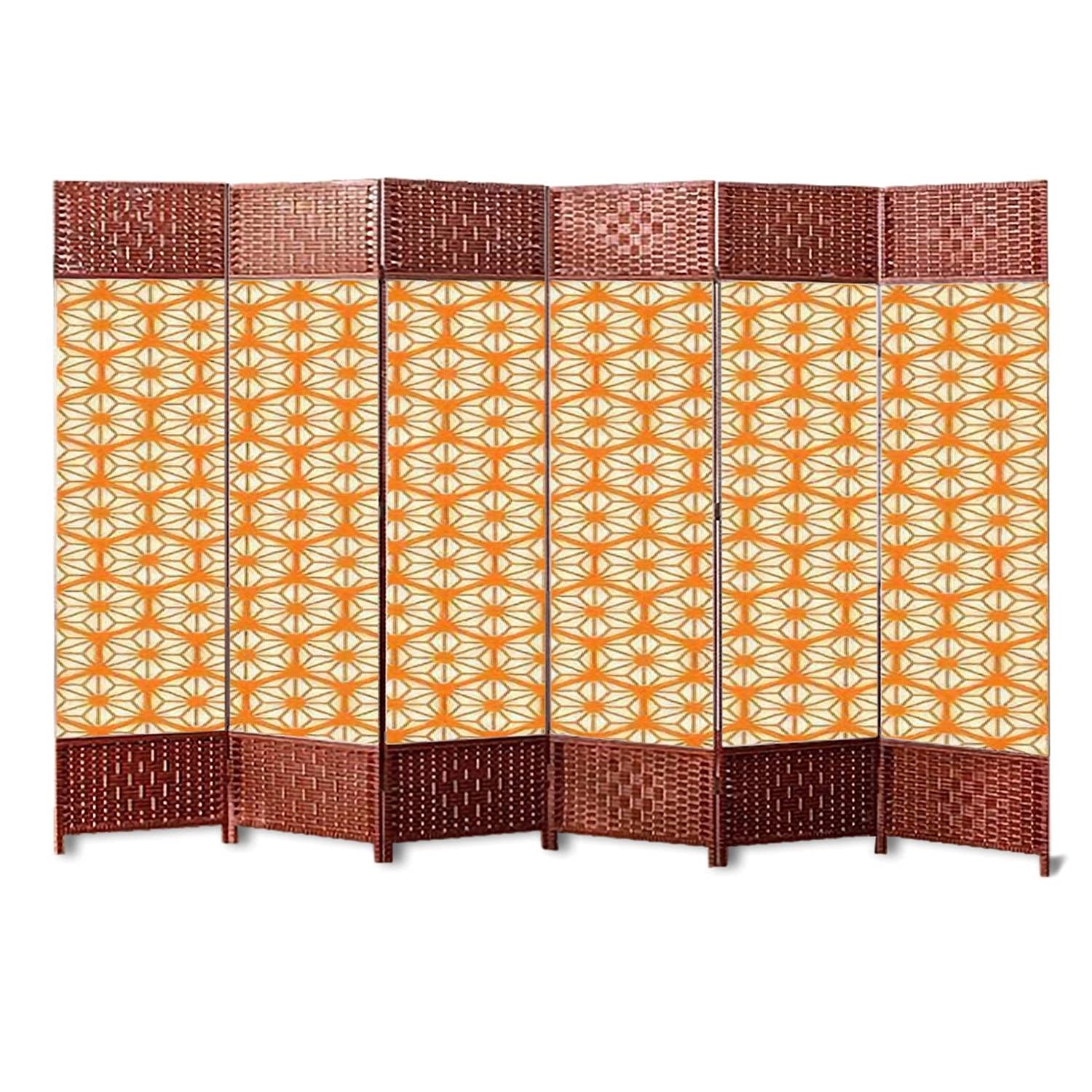 Buy 6 Panels Weave Folding Room Divider Seamless Oriental Pattern of ...