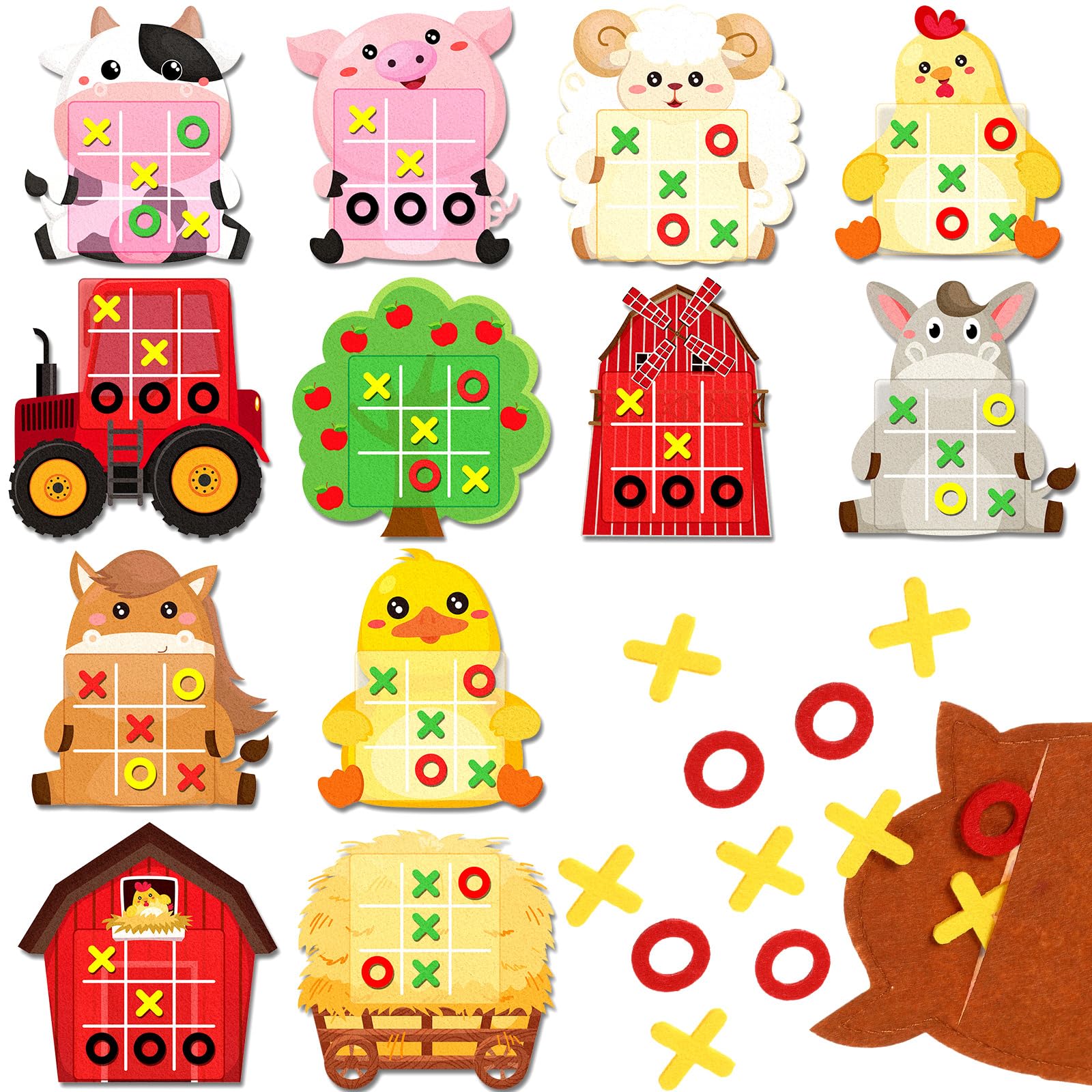 Amazon.com: Wiwiqing 24 Pack Farm Animals Tic Tac Toe Strategic Board ...