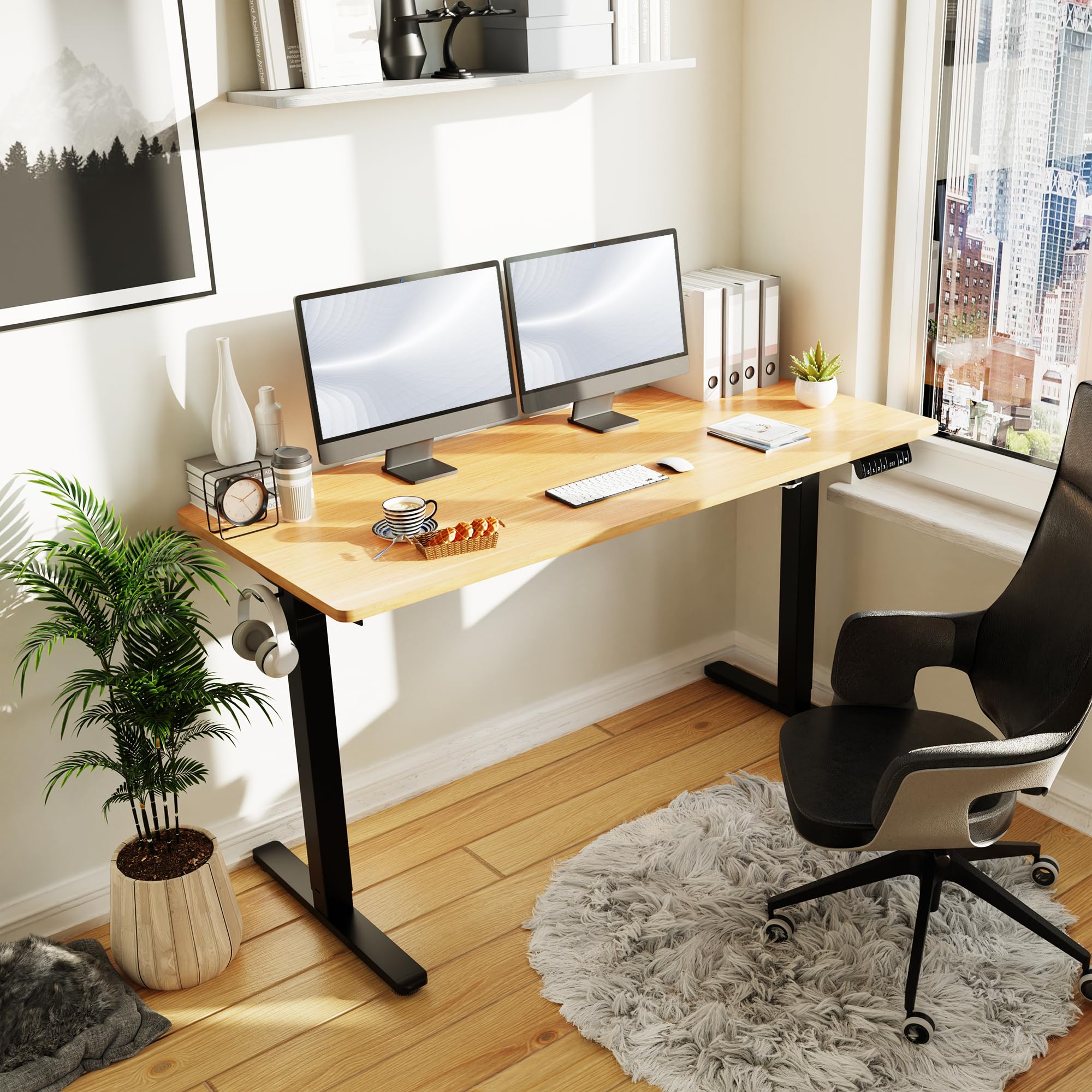 Snapklik.com : Shintenchi Electric Height Adjustable Standing Desk, 55 ...
