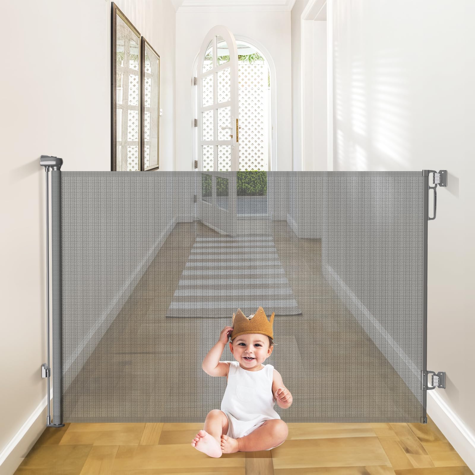 Amazon.com: Regalo 50" Extra Wide Gray Expandable Mesh Gate, Pressure ...