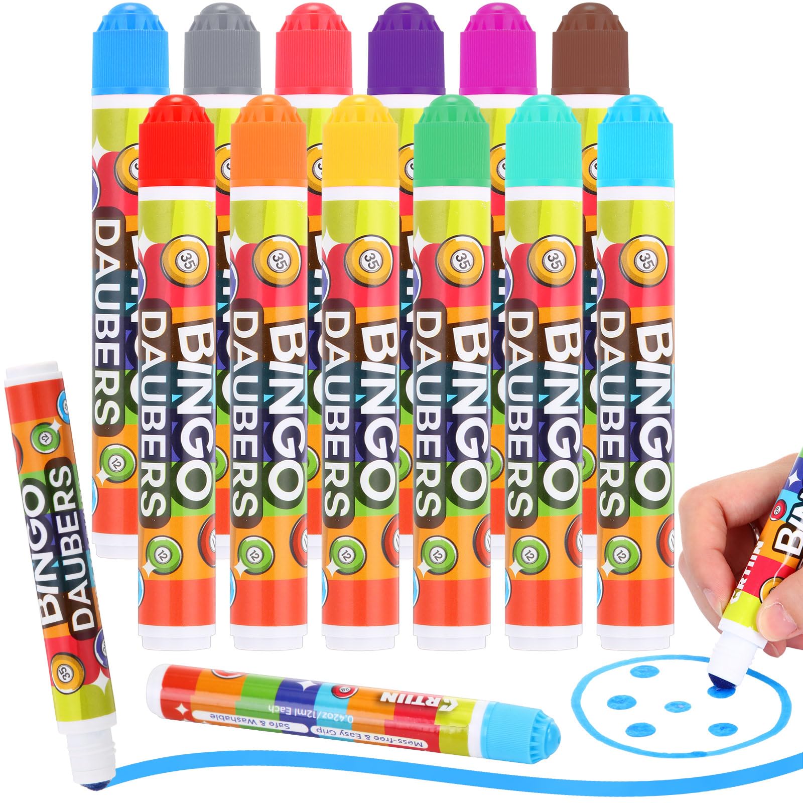 Snapklik.com : 12 Pack Mixed Colors Set Of Bingo Daubers Dot Markers ...