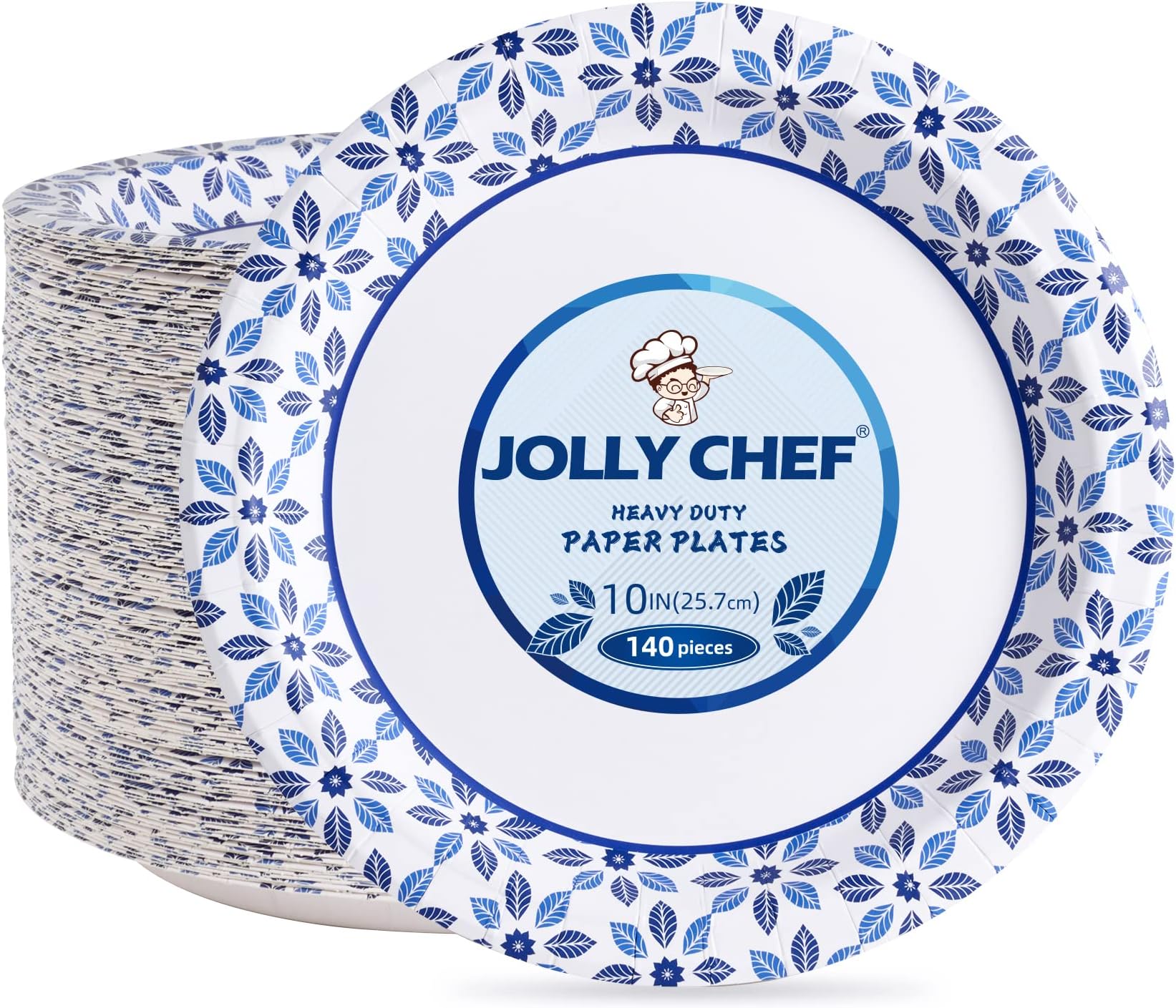 Amazon.com: JOLLY CHEF 10 inch Disposable Paper Plates 140 Count, Soak ...