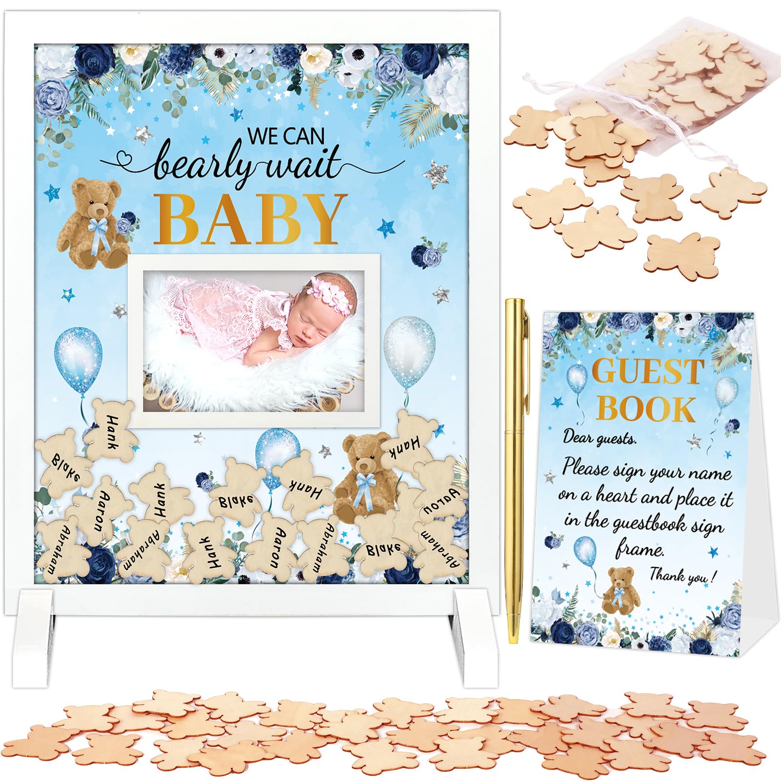 Snapklik.com : 66 Pcs Baby Shower Guest Book Alternative We Can Bearly ...