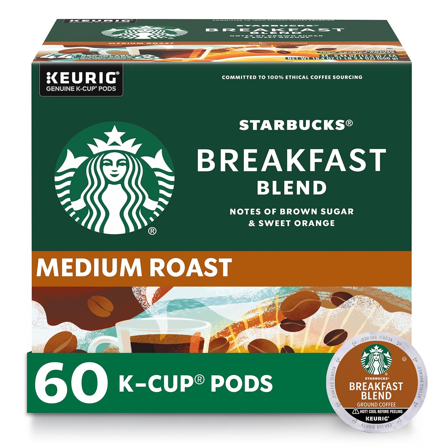 Starbucks K-Cup Coffee Pods, Medium Roast Coffee, Breakfast Blend for ...