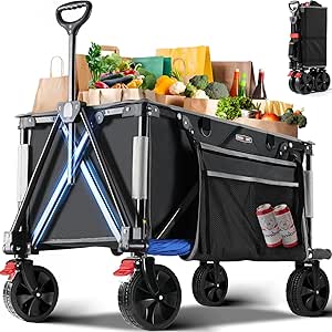 Amazon.com: Overmont Collapsible Foldable Wagon Cart - Heavy Duty 150L ...