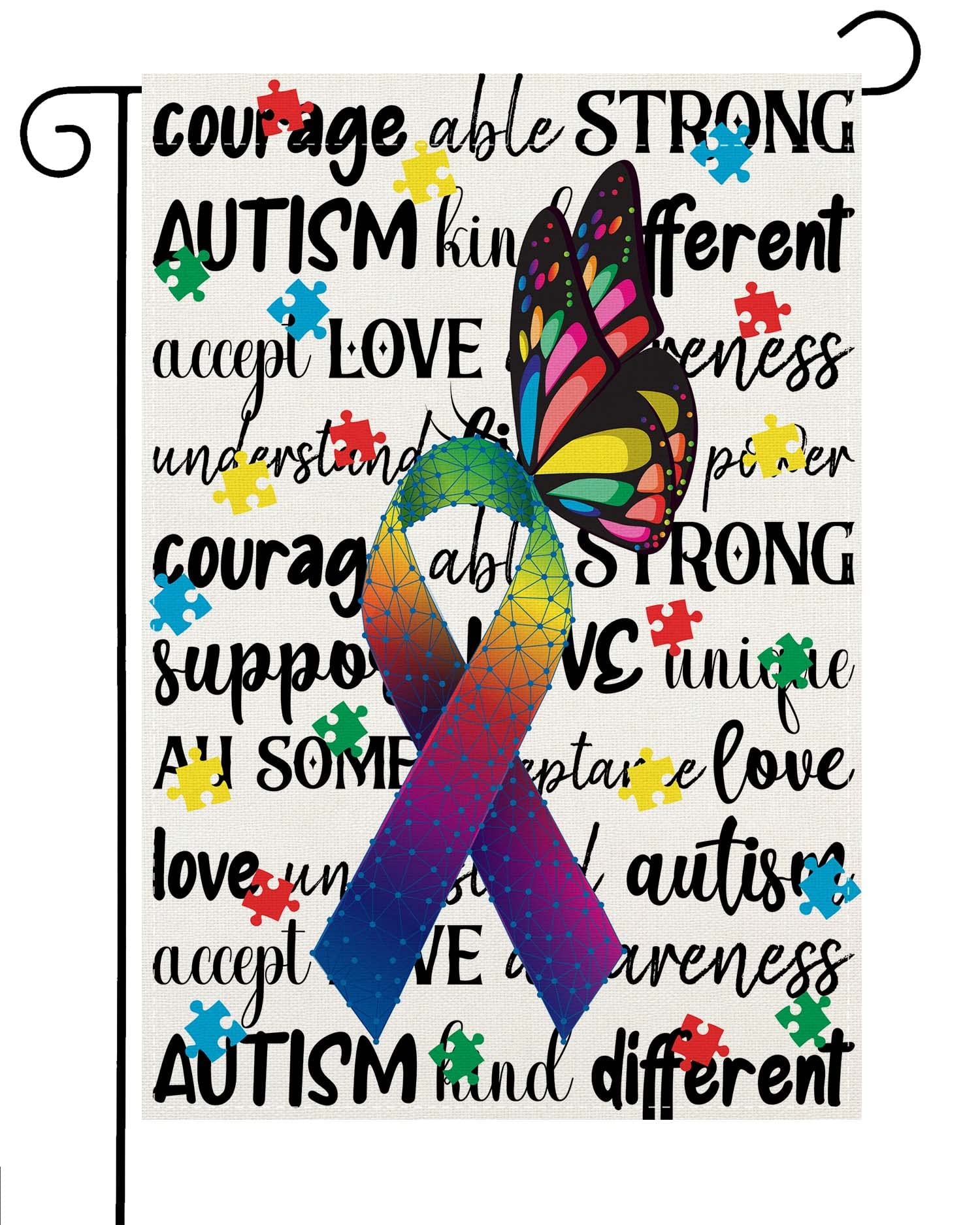 Snapklik.com : Autism Awareness Ribbon Butterfly Garden Flag 12.518 ...