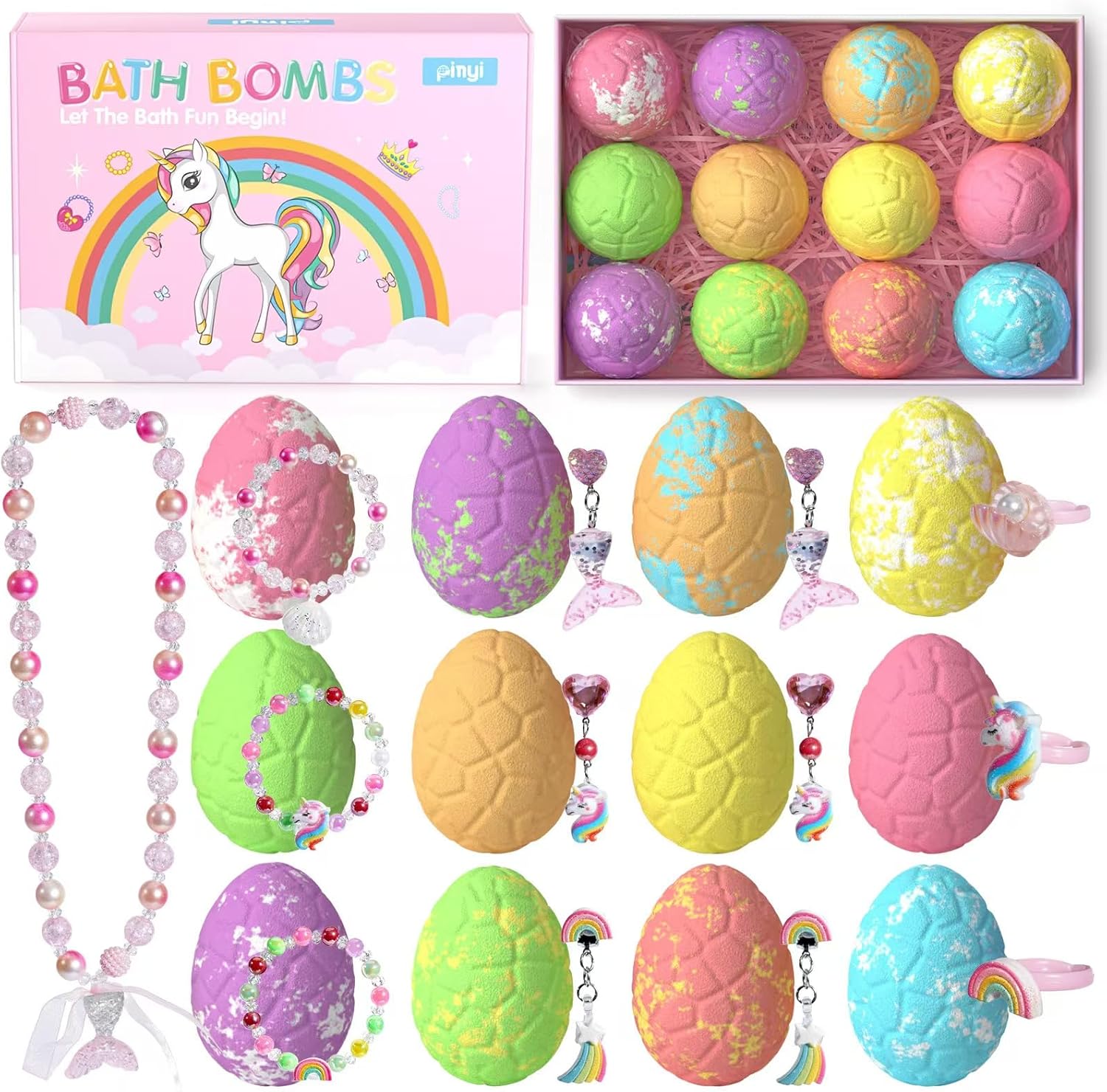 Amazon.com : Kids Bath Bombs for Girls with Toys Inside, 12+1 Pack ...