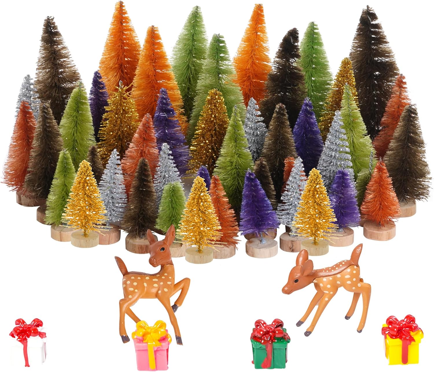 Amazon.com: Yookat 51Pcs Mini Pine Trees Artificial Mini Trees with ...