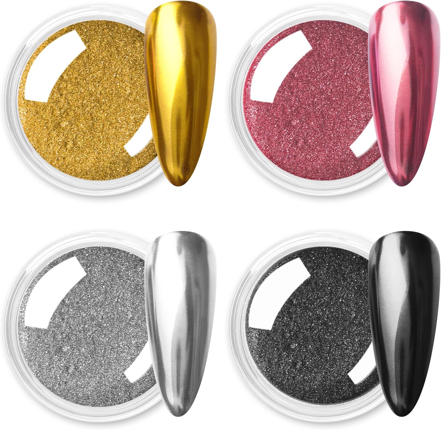 Amazon.com: Allstarry Gold and Silver Chrome Nail Powder, 4 Colors ...