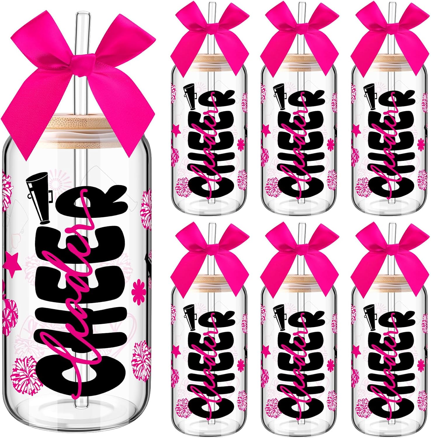 Amazon.com | LemonRoad 6 Sets Cheer Gift Cheerleading Glass Cup with ...