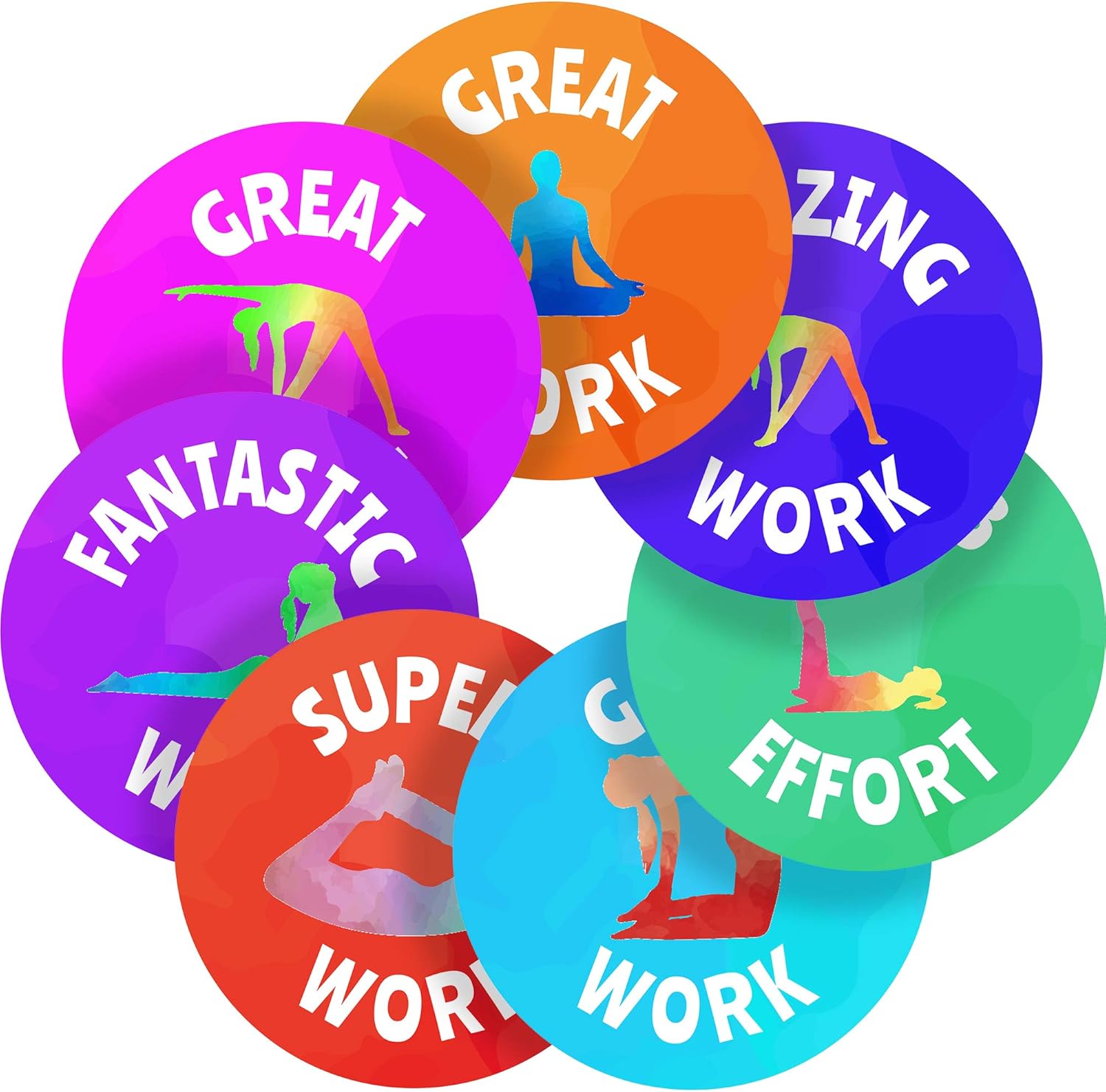 Amazon.com : Watercolor Rainbow Exercise Reward Sticker Labels, 35 ...