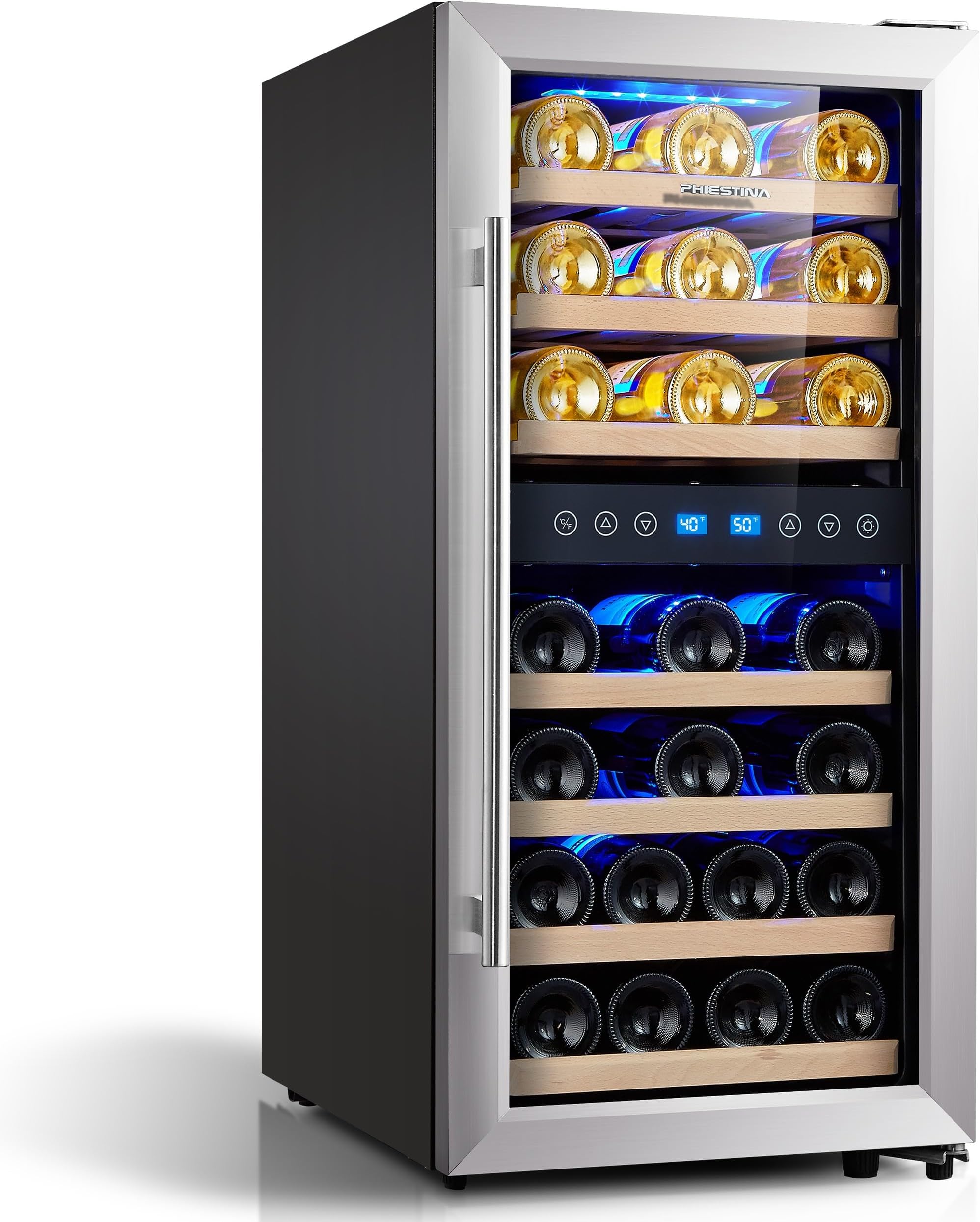 Amazon.com: Wine Enthusiast 18-Bottle Slimline Dual Zone Wine Cooler ...