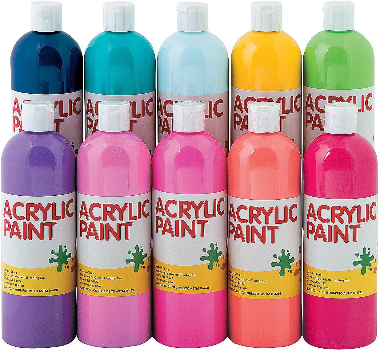 Amazon.com: Tropical Acrylic Paint Set, 10 Colors, 16 oz Each - Art and ...