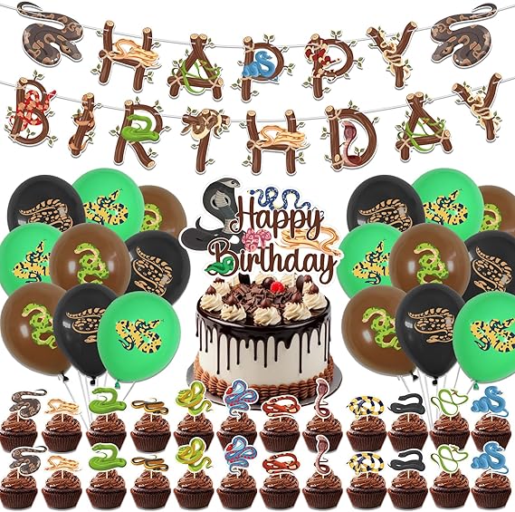 Amazon.com: 44 Pcs Snake Birthday Party Supplies Includes Snake Banner ...