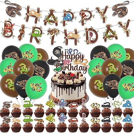 Amazon.com: 44 Pcs Snake Birthday Party Supplies Includes Snake Banner ...