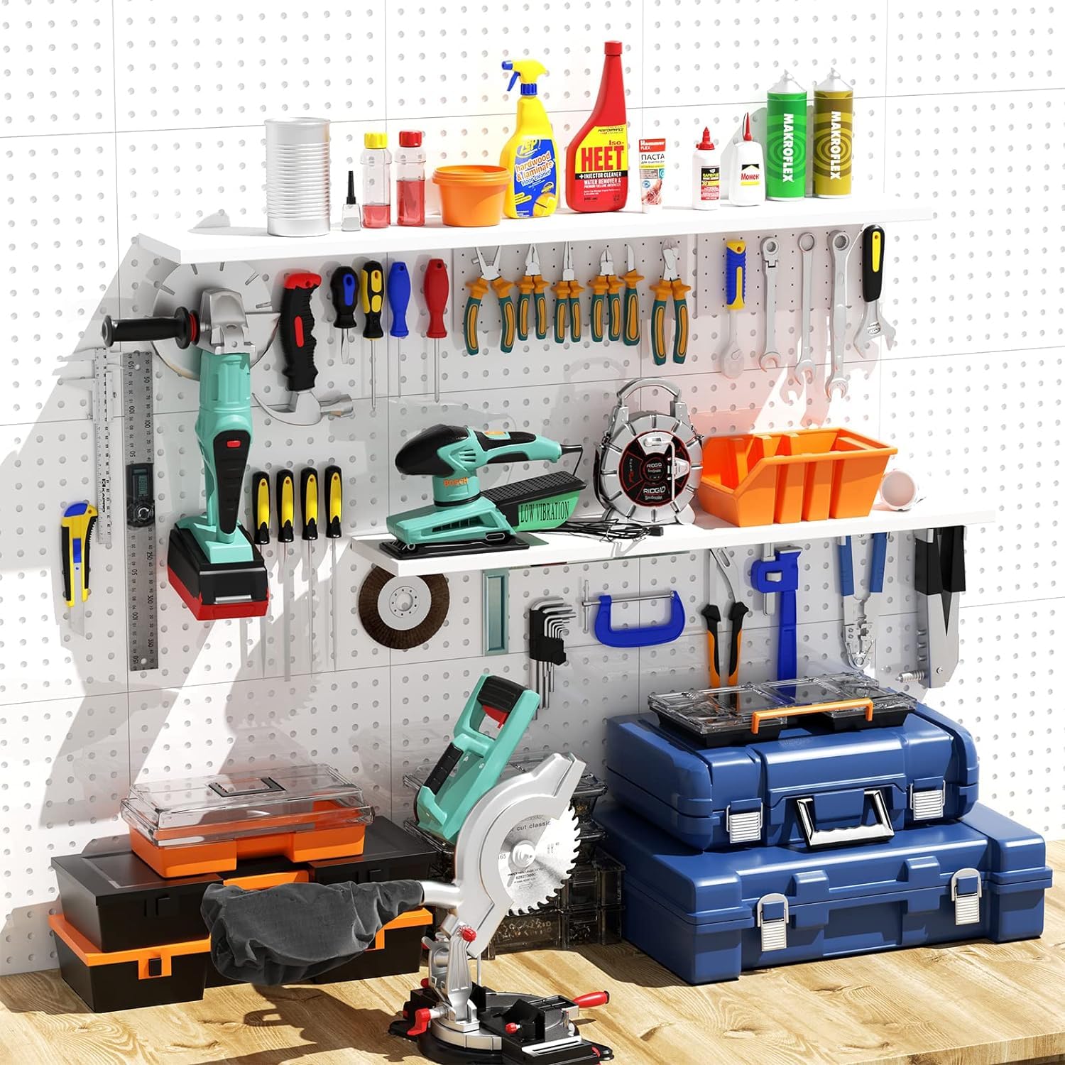 Snapklik.com : DEMEDO Peg Board, Metal Pegboard Kit 78Pcs, Heavy Duty ...
